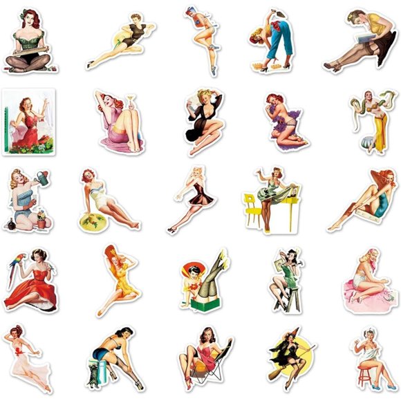 Boutique | Office | 5 Piece Vintage Pin Up Girl Retro Stickers | Poshmark
